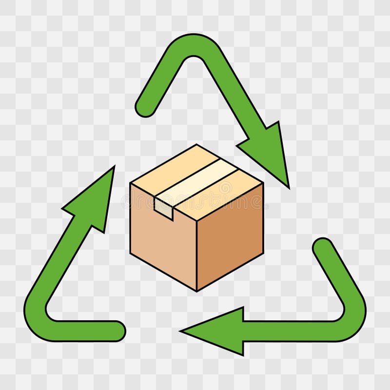 Cardboard Packaging Recycling Symbol on a Checkered Background Stock ...