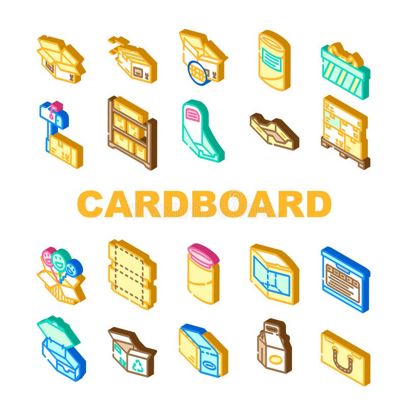 Cardboard Packaging Sustainable Icons Set Vector Stock Illustration ...