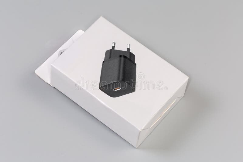 Cardboard Packing Box for USB Charger with AC Euro Plug Stock Image ...
