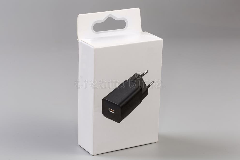 Cardboard Packing Box for USB Charger with AC Euro Plug Stock Image ...