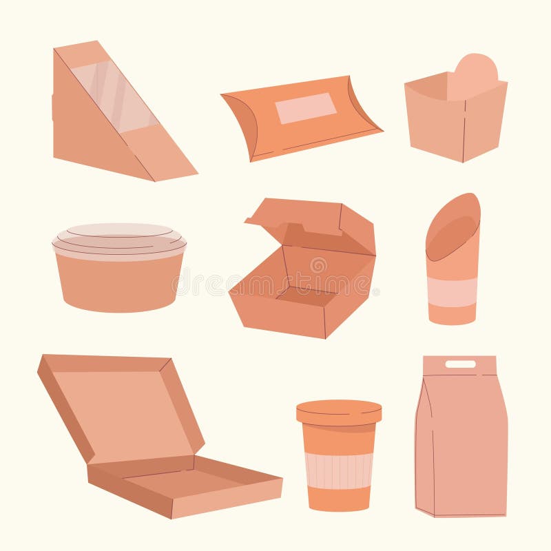 Cardboard Paper Boxes Wastes Set. Cardboard Used Paper Products ...