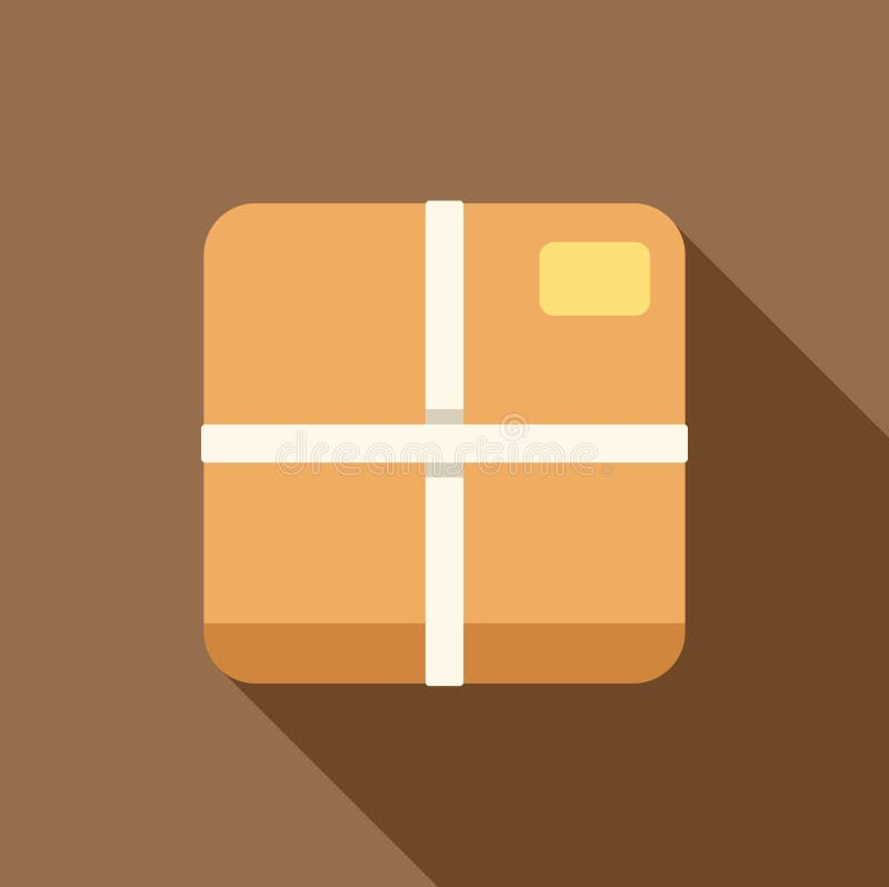Cardboard Parcel Box with Tape and Label Long Shadow Icon Stock Vector ...