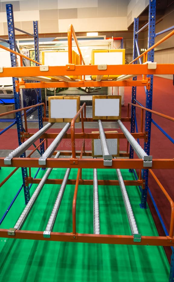 Cardboard flow rack stock photo. Image of container - 159615226