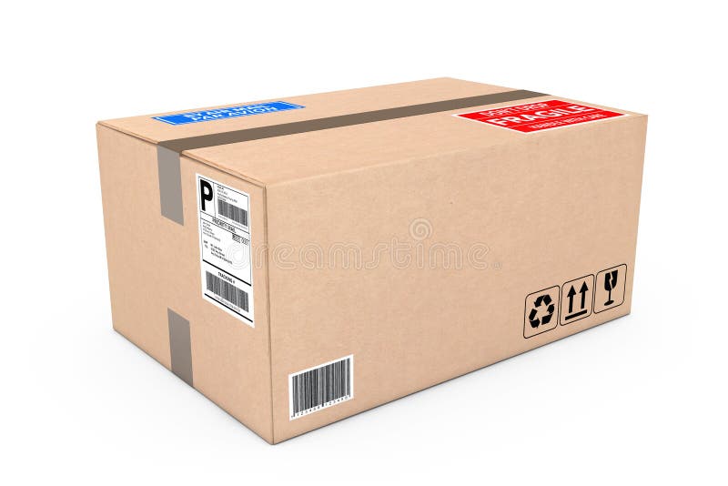 Cardboard Parcel Package. 3d Rendering Stock Illustration ...