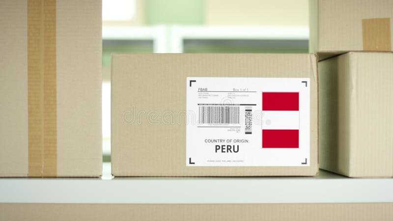 Cardboard Parcel from Peru in a Postal Service Storage Stock Photo ...
