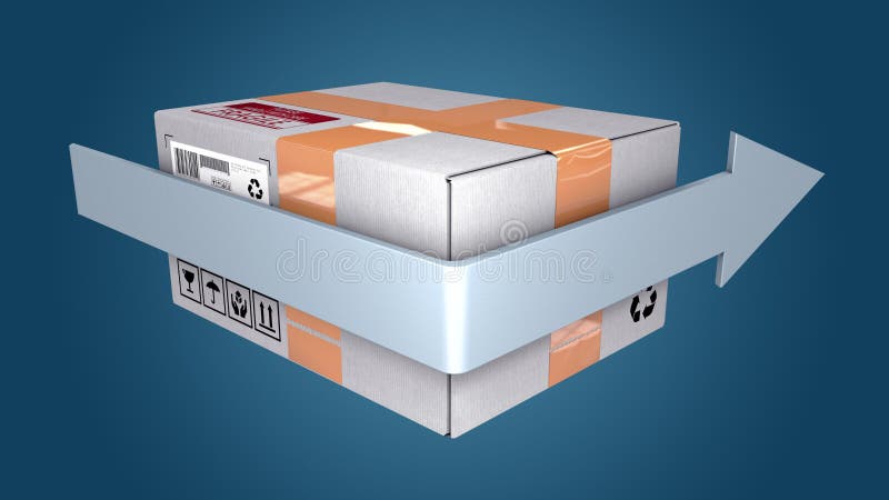 Cardboard Parcels or Shipping Carton with Circulating Arrow Stock ...
