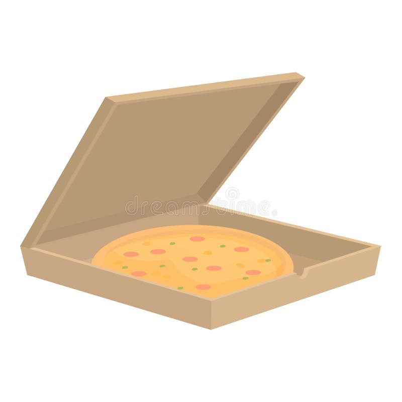 Cardboard Pizza Box Open Presenting Delicious Pizza Inside Stock Vector ...