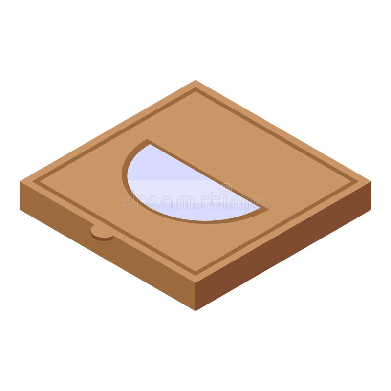 Cardboard Pizza Box with Open Window Isometric View Stock Vector ...