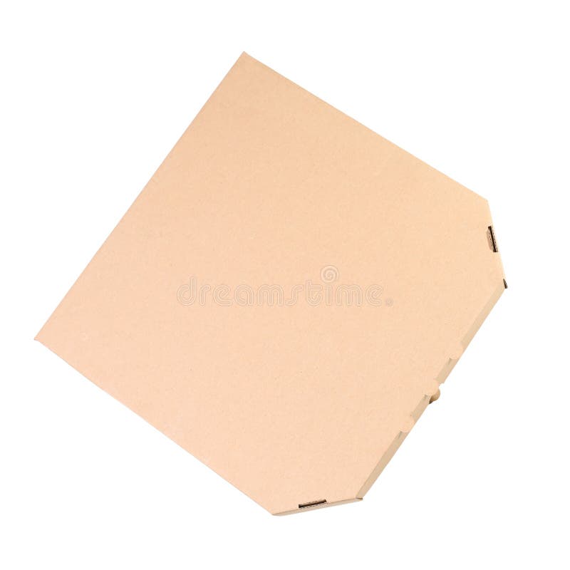 Cardboard Pizza Box on White Background, Top View. Stock Image - Image ...