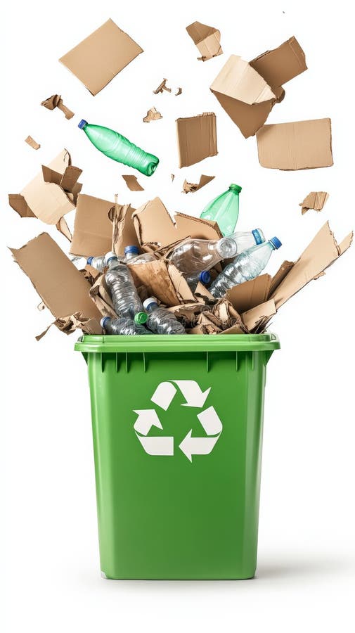Cardboard and Plastic Bottles Falling into Recycling Bin Promoting ...