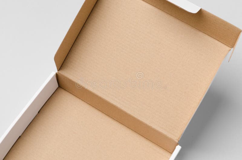 Cardboard Postal, Mailing Box Mockup with Opened Lid, Closeup Stock ...