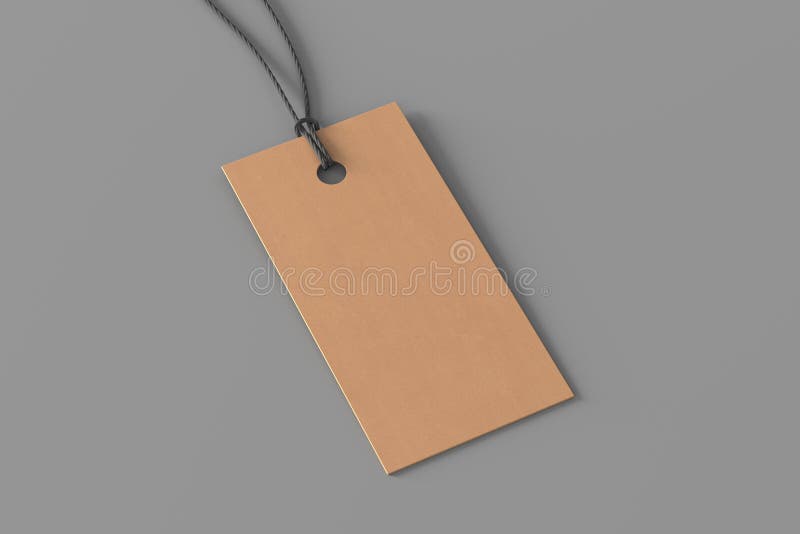 Cardboard Rectangular Tag Mockup on Gray Background. Side View Stock ...