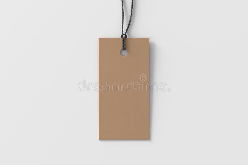 Cardboard Rectangular Tag Mockup on White Background. View Directly ...