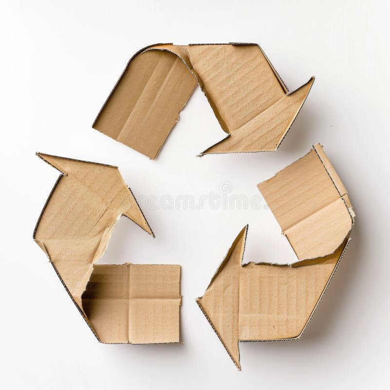 Cardboard Recycle Symbol Made Cardboard Isolated on White Background ...