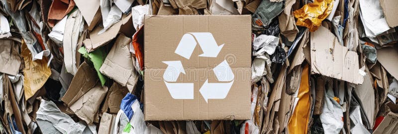 Cardboard Recycling Collage with White Icon Stock Illustration ...