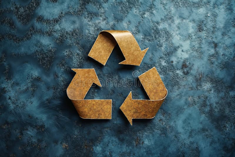 A Cardboard Recycling Symbol on a Blue Background Stock Photo - Image ...