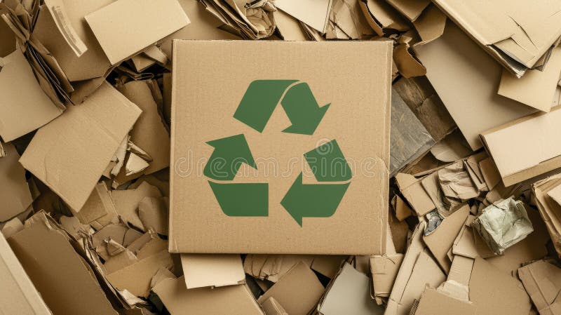 Cardboard Recycling Symbol with Various Paper Backdrops Stock ...