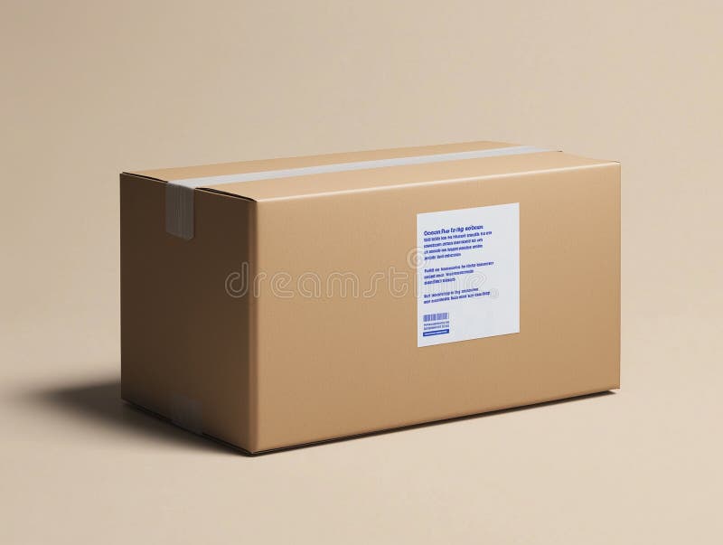 Cardboard Shipping Box Sealed with Adhesive Tape is Standing on a Solid ...