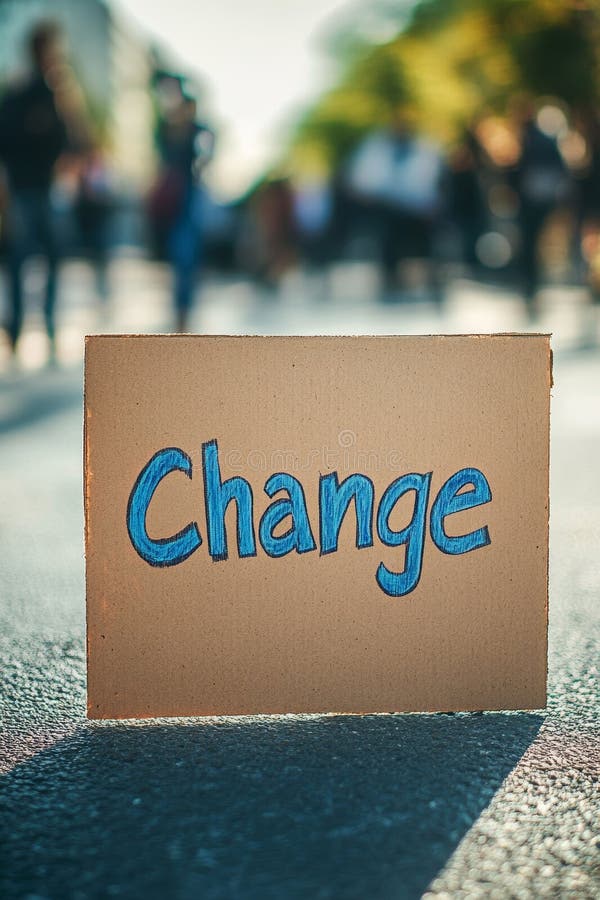 A Cardboard Sign with the Word Change Written on it Stock Illustration ...