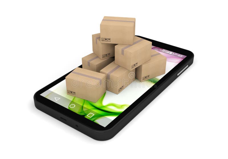 Cardboard Smartphone Delivery Box Package Stock Illustration ...