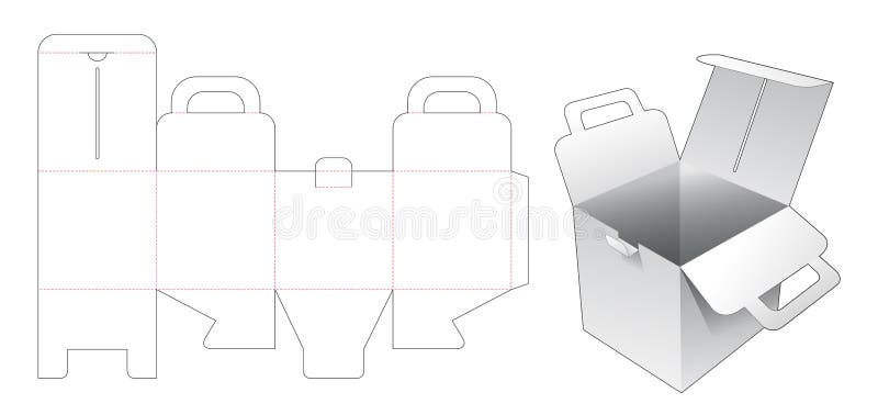 Cardboard Square Box with Holder Die Cut Template Stock Vector ...