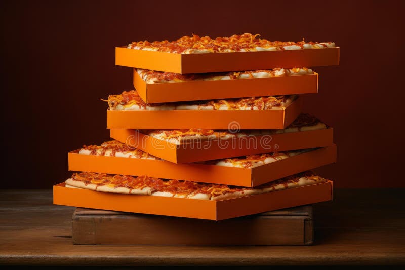 Cardboard Stack Orange Pizza Boxes Carton. Generate Ai Stock ...