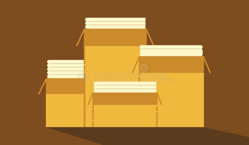 Cardboard Stacks with Document Flat Vector Illustration Stock Vector ...