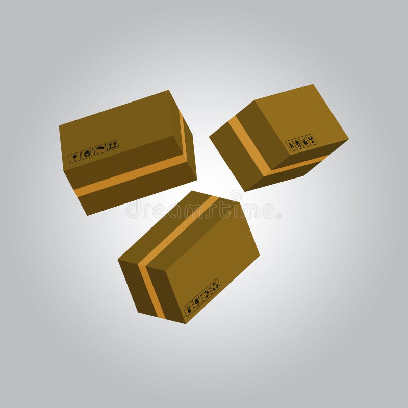 Set of Cardboard Packaging Symbols Vector Illustration Stock Vector ...