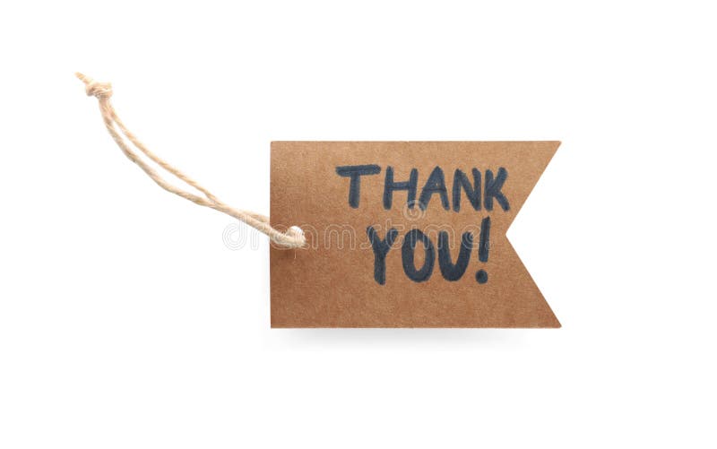 Cardboard Tag with Phrase Thank You Isolated on White Stock Photo ...