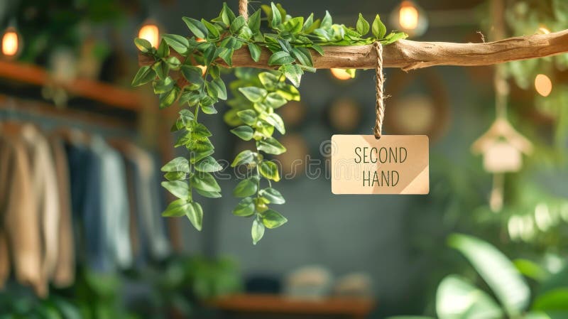 Cardboard Tag with Text Second Hand Hanging in Thrift Store Stock ...