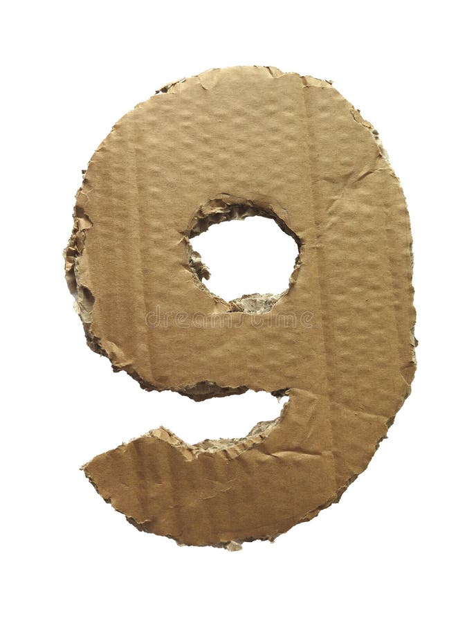 Cardboard texture Number 9 stock photo. Image of number - 206181866