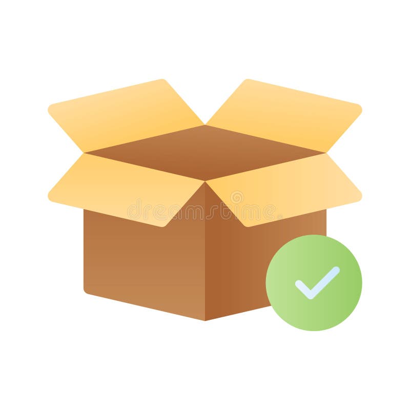 Cardboard with Tick Mark Concept Icon of Order Fulfillment, Package ...
