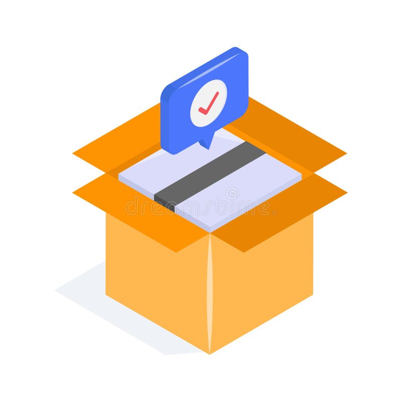 Cardboard with Tick Mark Concept Icon of Order Fulfillment, Package ...