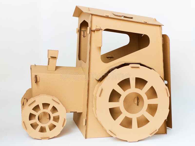 Cardboard Tractor on a White Background. Agriculture Concept. Mockup ...