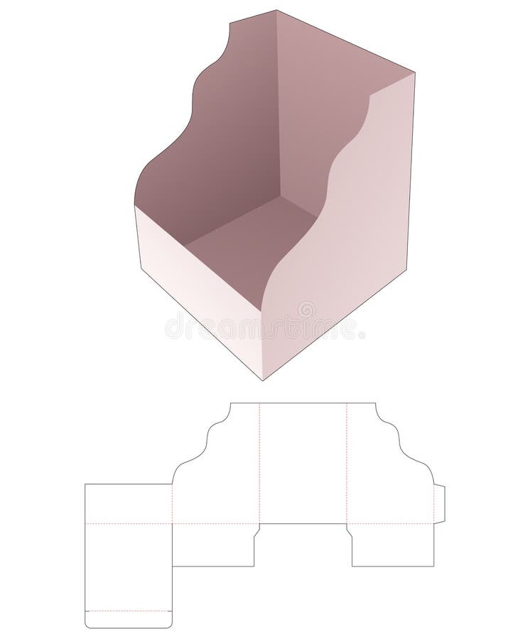 Cardboard Tray Box with Curved Edge Die Cut Template Stock Vector ...