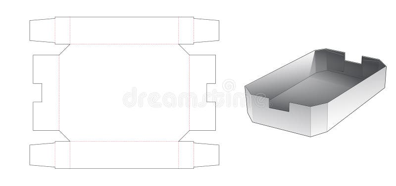 Cardboard Tray Box Die Cut Template Stock Vector - Illustration of ...