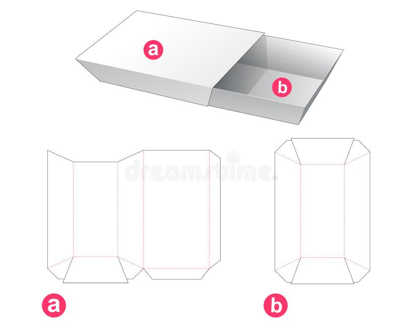 Cardboard Tray and Cover Die Cut Template Stock Vector - Illustration ...