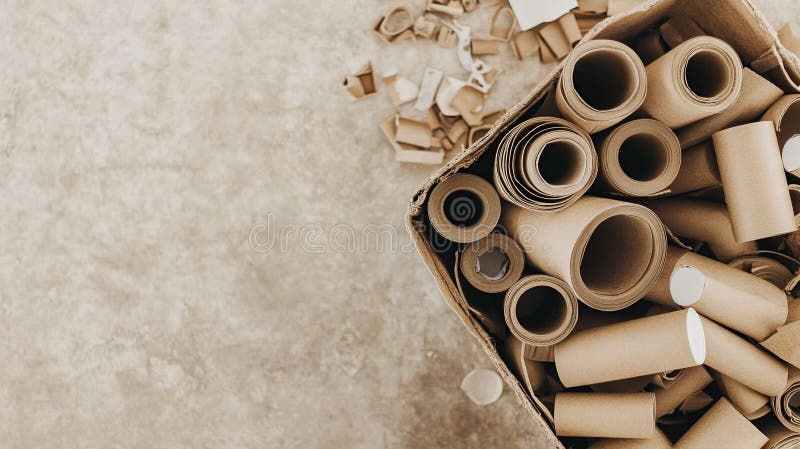 Cardboard Tubes Recycling Bin, Studio Shot Stock Photo - Image of ...