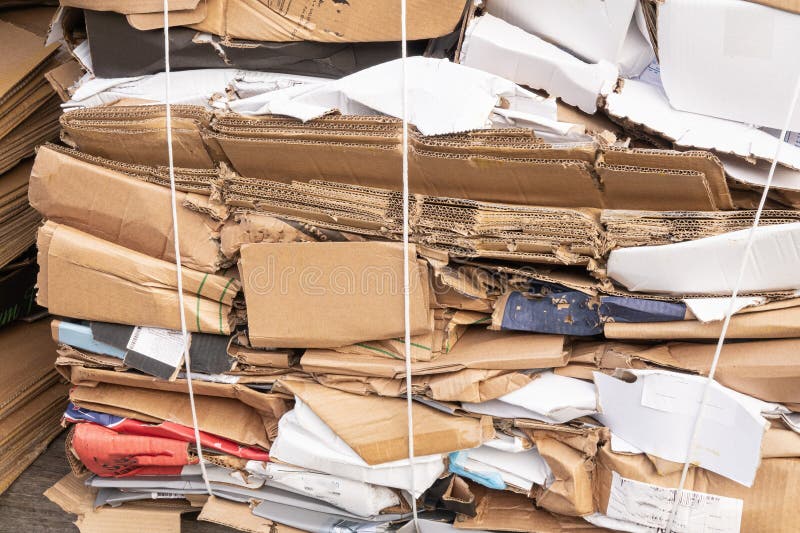 Cardboard Waste Tied Together Stock Photo - Image of reuse, cardboard ...