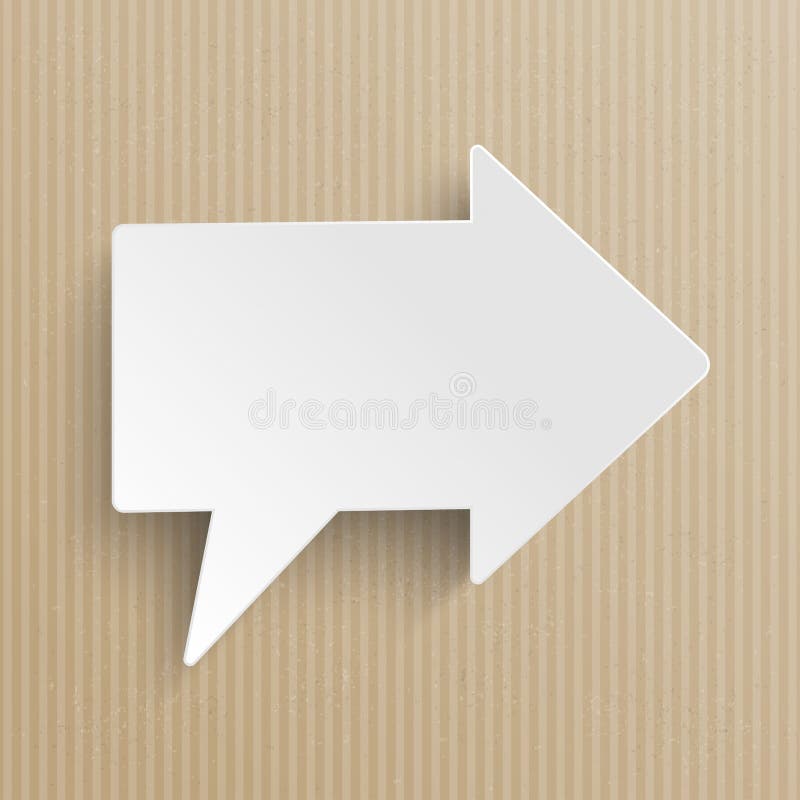 Cardboard White Arrow Speech Bubble Stock Vector - Illustration of ...
