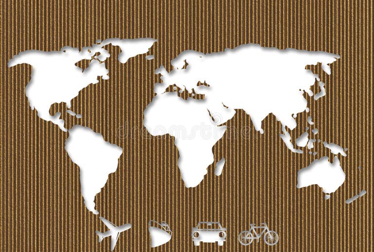 Cardboard World Map for Travellers Stock Illustration - Illustration of ...