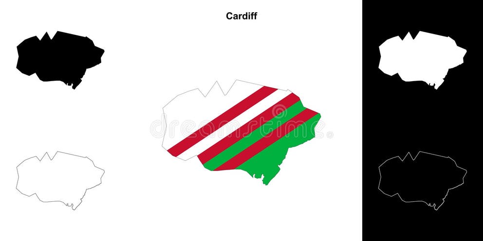 Cardiff outline map stock vector. Illustration of united - 323930652