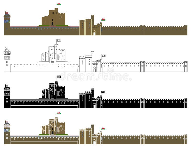 Old Castle Front View Artistic Hand Drawing Stock Vector - Illustration ...