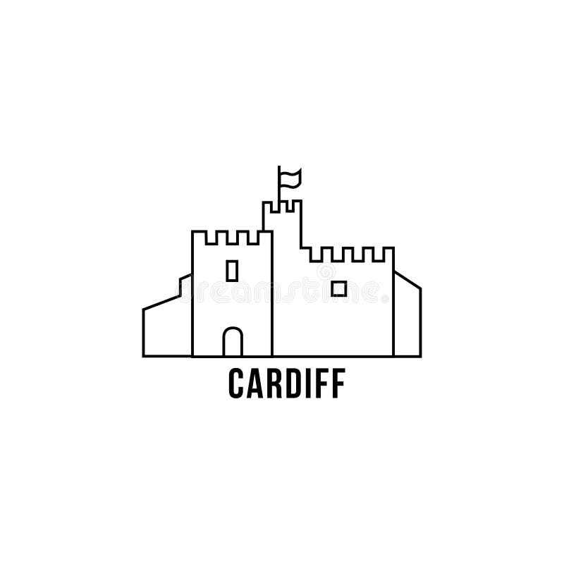 Cardiff Castle. Icon of City in Line Art Style Stock Vector ...