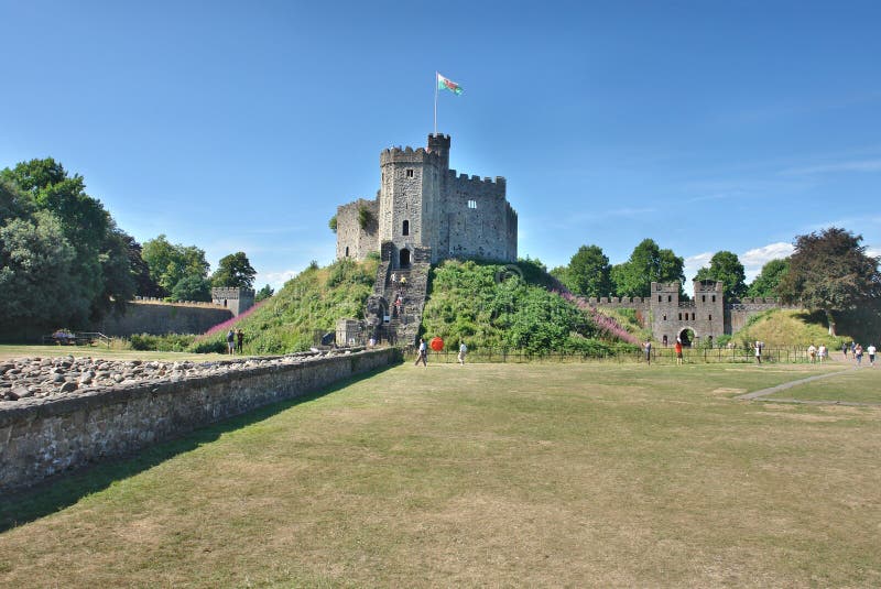 Cardiff castle in Wales stock photo. Image of defensive - 257558496
