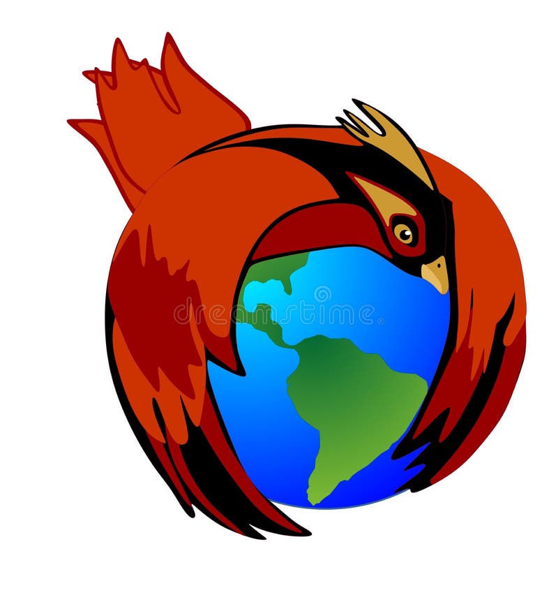 The Cardinal Bird Holds Mother Earth To Protect Stock Illustration ...