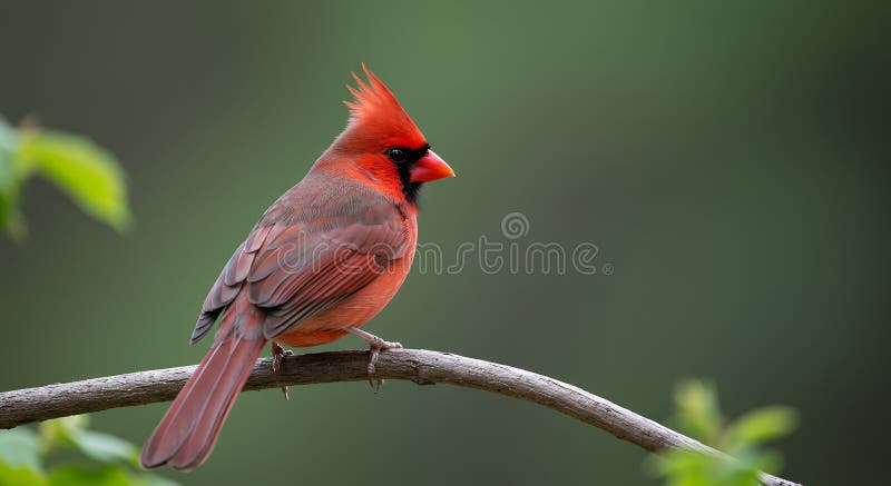Cardinal Bird Perched on Branch in Morning Light Stock Illustration ...