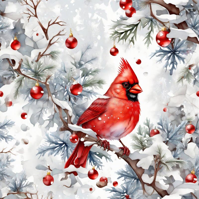 Cardinal Bird on Winter Background Artwork for Christmas or Winter ...