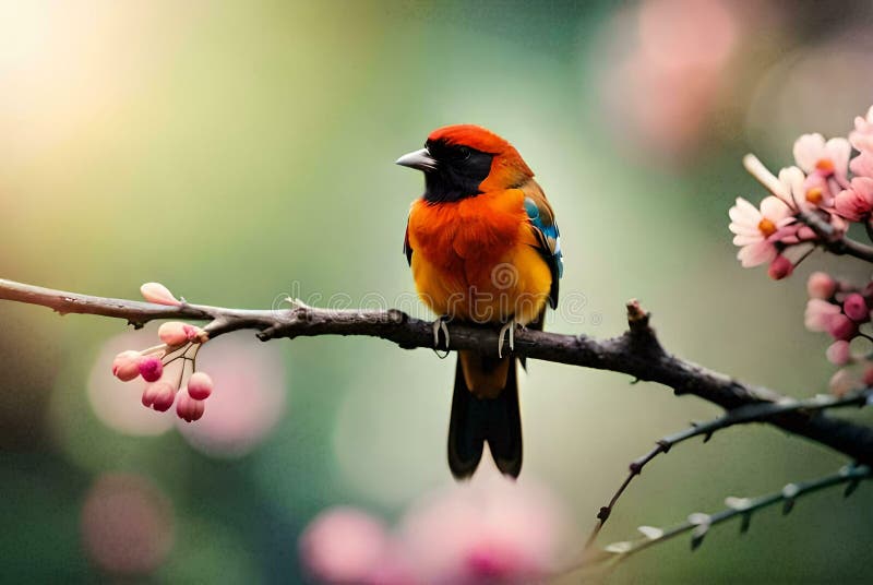 Cardinal on a Branch Robin on a Branch Stock Illustration ...