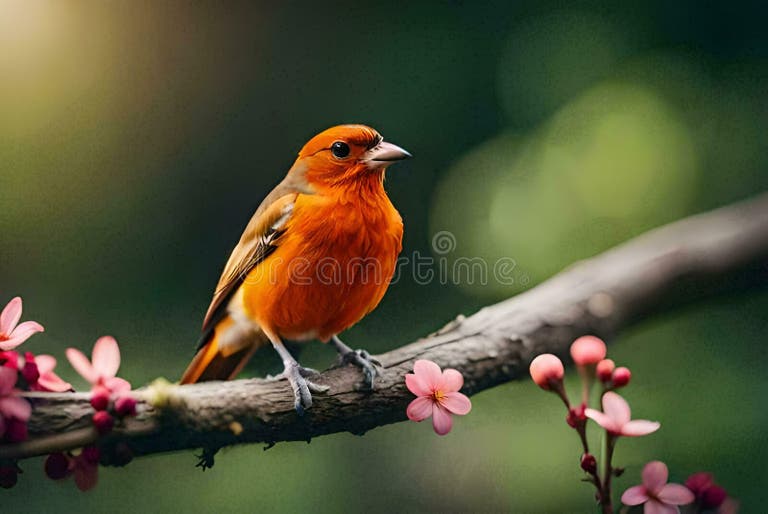 Cardinal on a Branch Robin on a Branch Stock Illustration ...